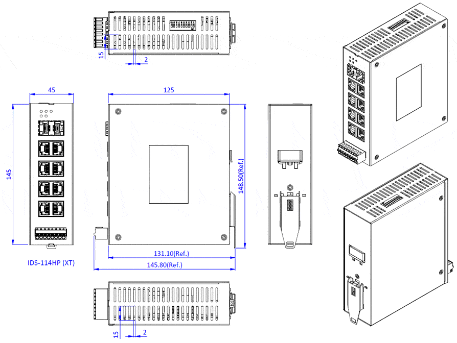 10-Port Industrial Gigabit PoE Switch | IDS-114HP